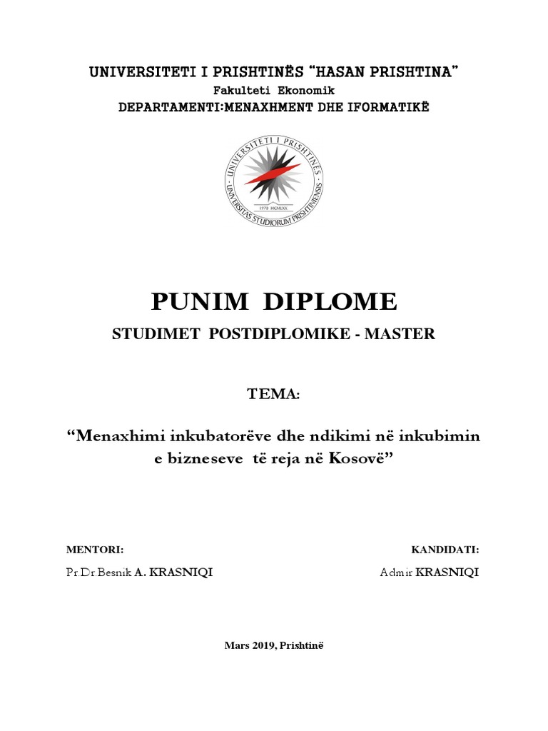 Universiteti I Prishtines Punim Diplome PDF | PDF
