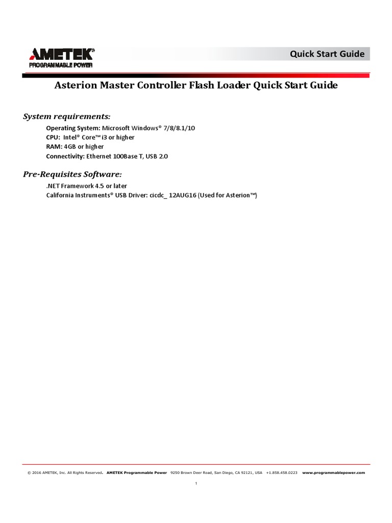 AST Master Controller Flash Loader Quick Start Guide | PDF