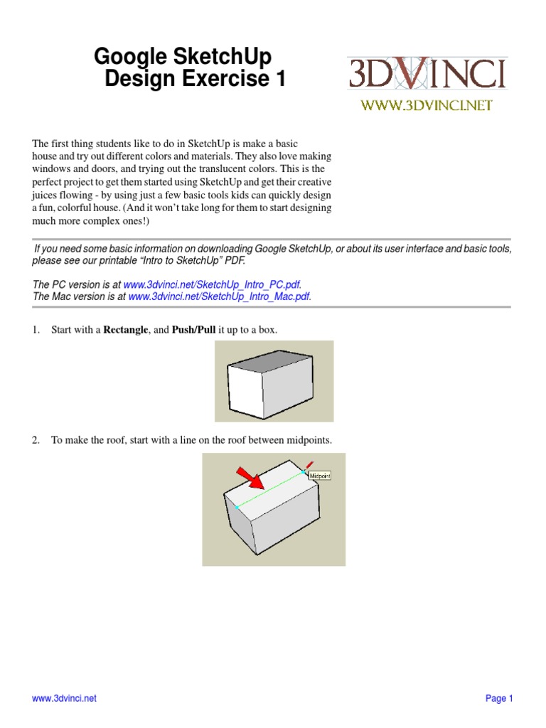 Beginner's Guide to SketchUp Exercises | PDF