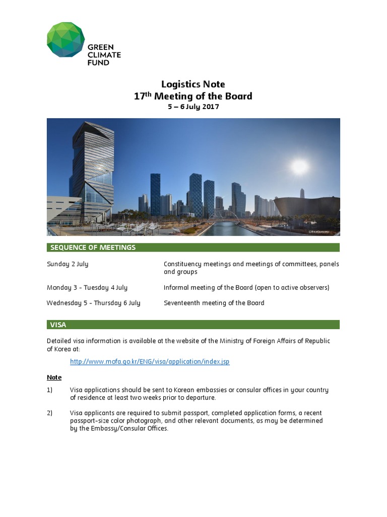 Logistics Note Logistics Note 17th Meeting Board | PDF