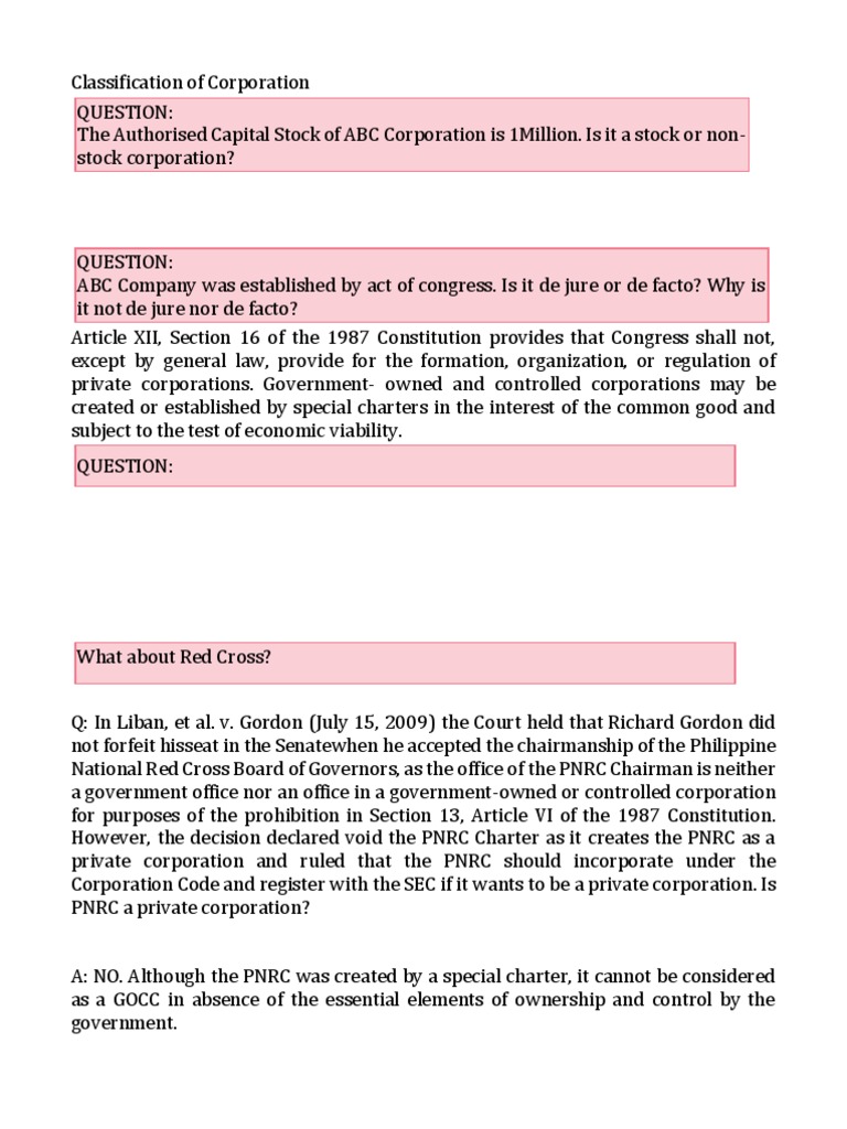 Classification of Corporation | PDF