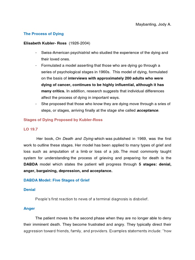 The Process of Dying | PDF