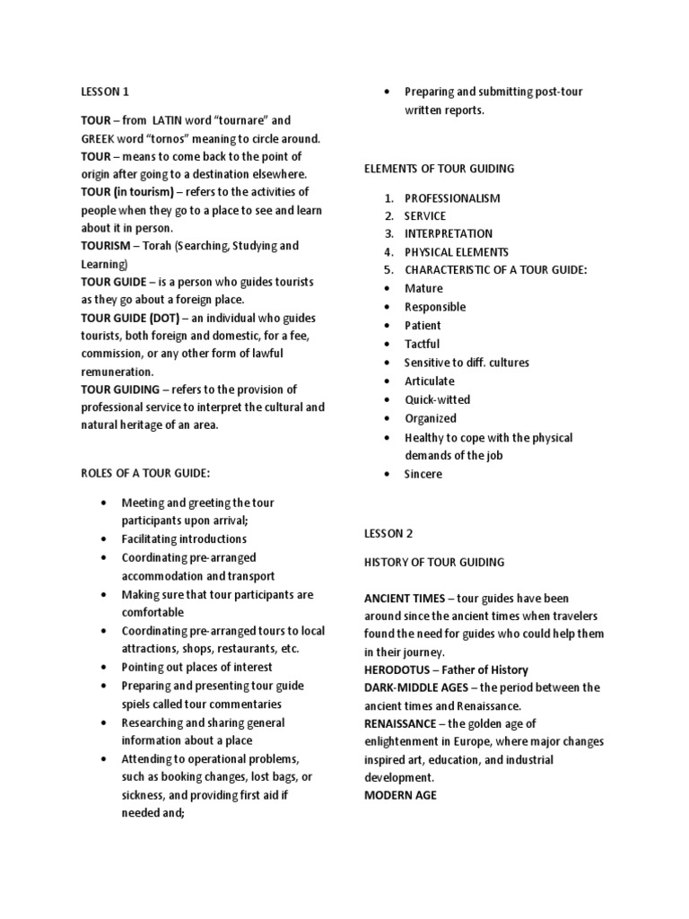 Tour Guiding | PDF
