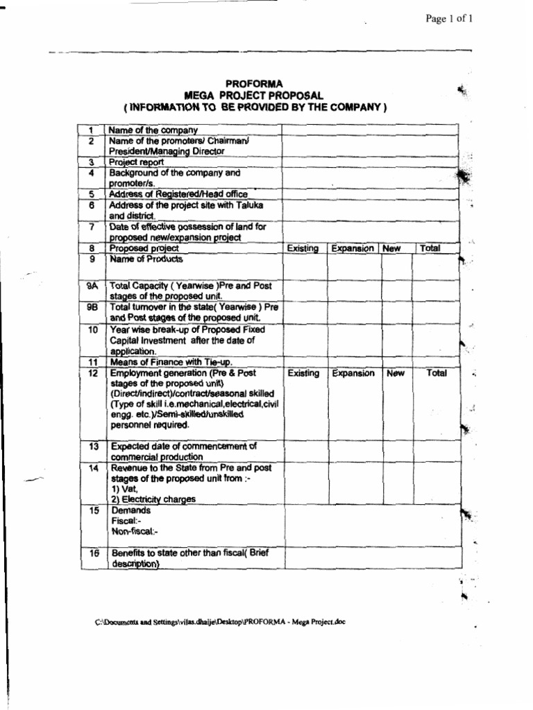 Proforma - Mega Project Proposal | PDF