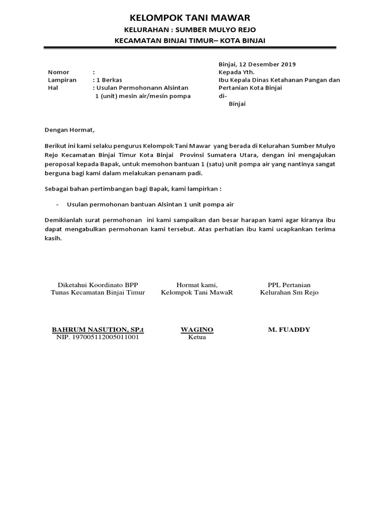 pROPOSAL kELOMPOK TANI 1 | PDF