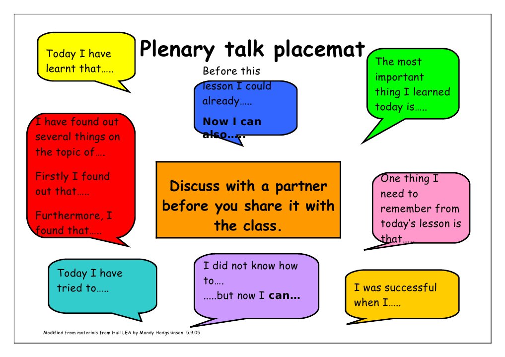 Plenary Talk Placemat | PDF