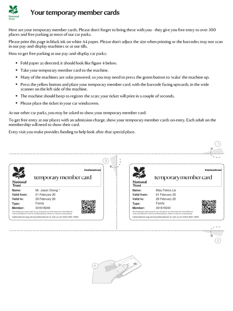 Temporary National Trust Membership Cards | PDF
