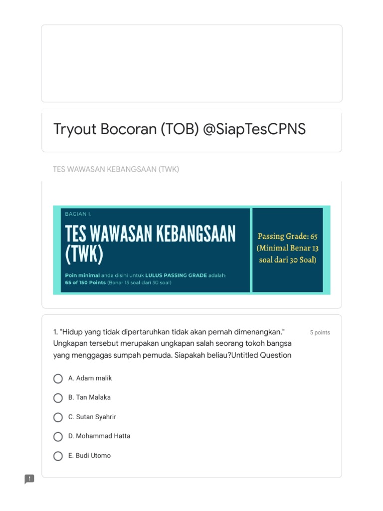 Latihan Soal TWK CPNS 2019 | PDF