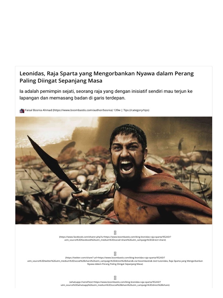 Leonidas, Raja Sparta Yang Mengorbankan Nyawa Dalam Perang Paling ...