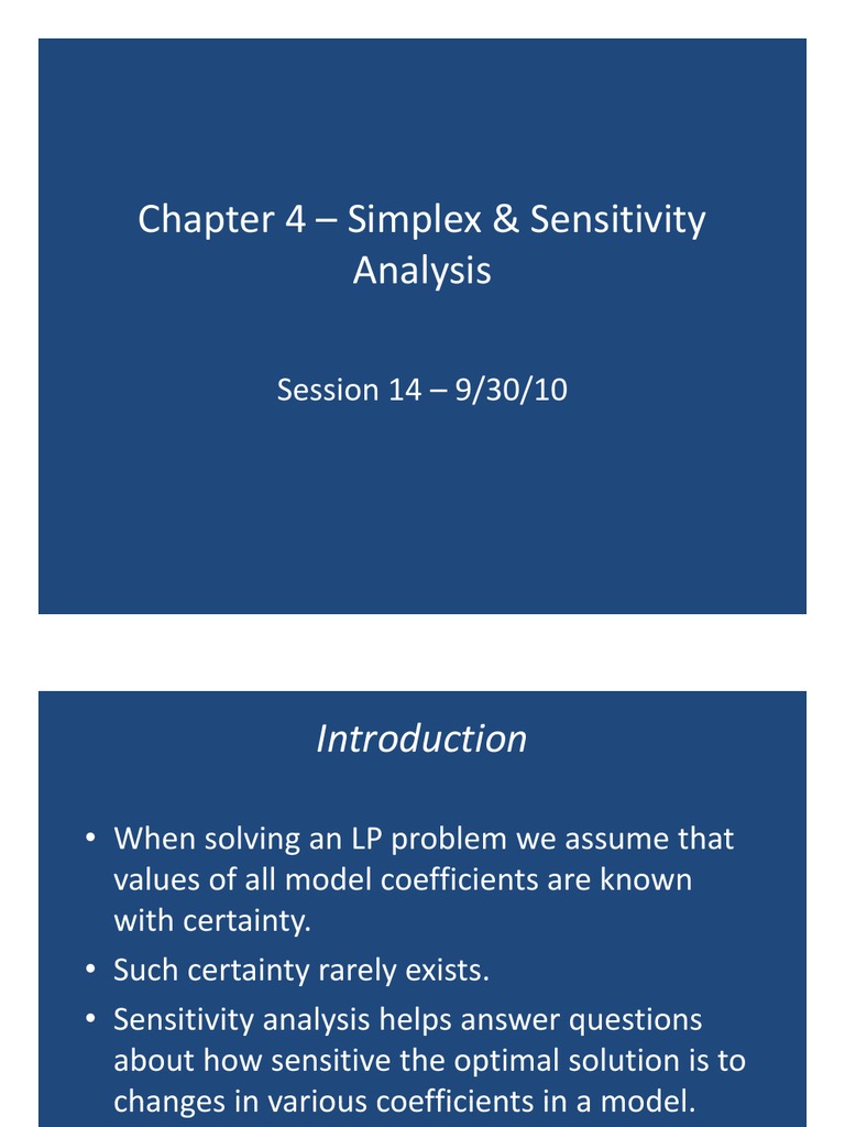 ISE 626 Fall 10 CH 4 Simplex Sensitivity | PDF | Mathematical Optimization | Sensitivity Analysis