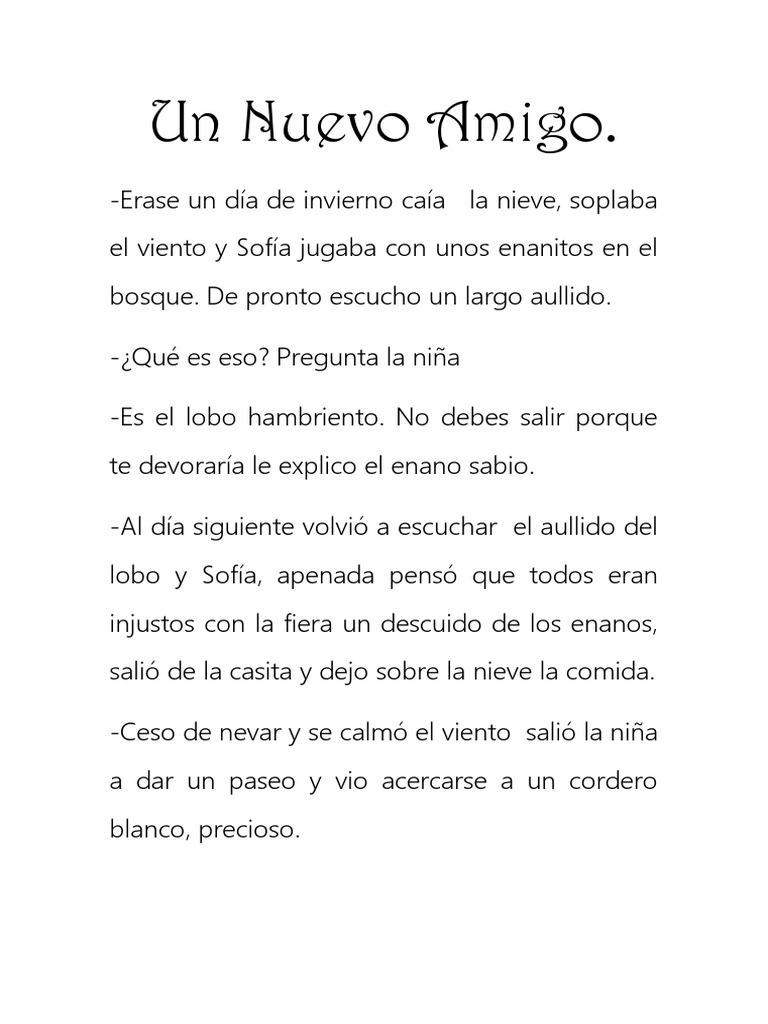 Un Nuevo Amigo Cuento | PDF