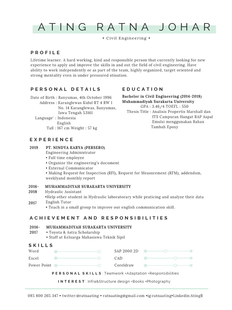 Ating Ratna Johar CV Toefl PDF | PDF