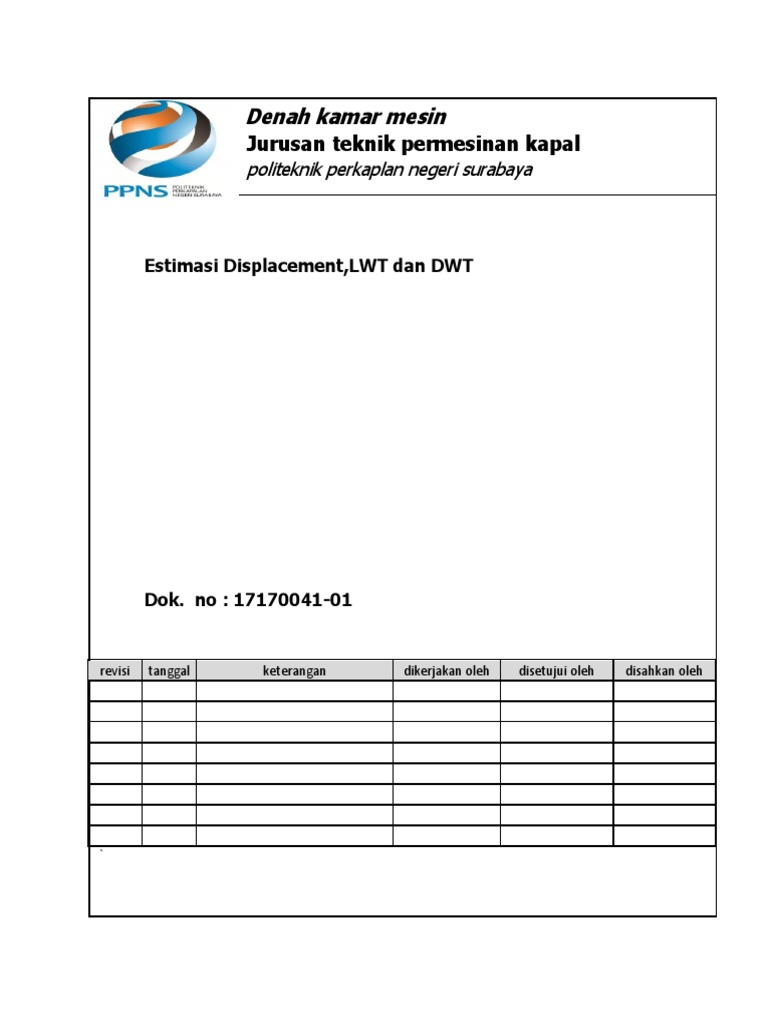 Estimasi DWT, LWT, dan Displacement Kapal | PDF