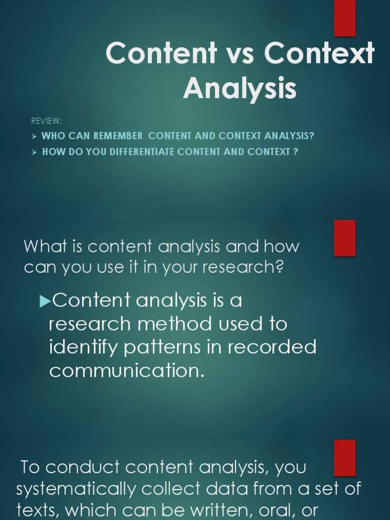 Content Vs Context Analysis | PDF