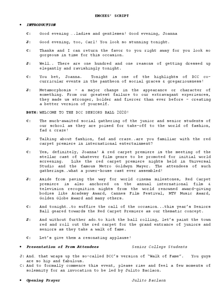 Seniors Ball Script | PDF