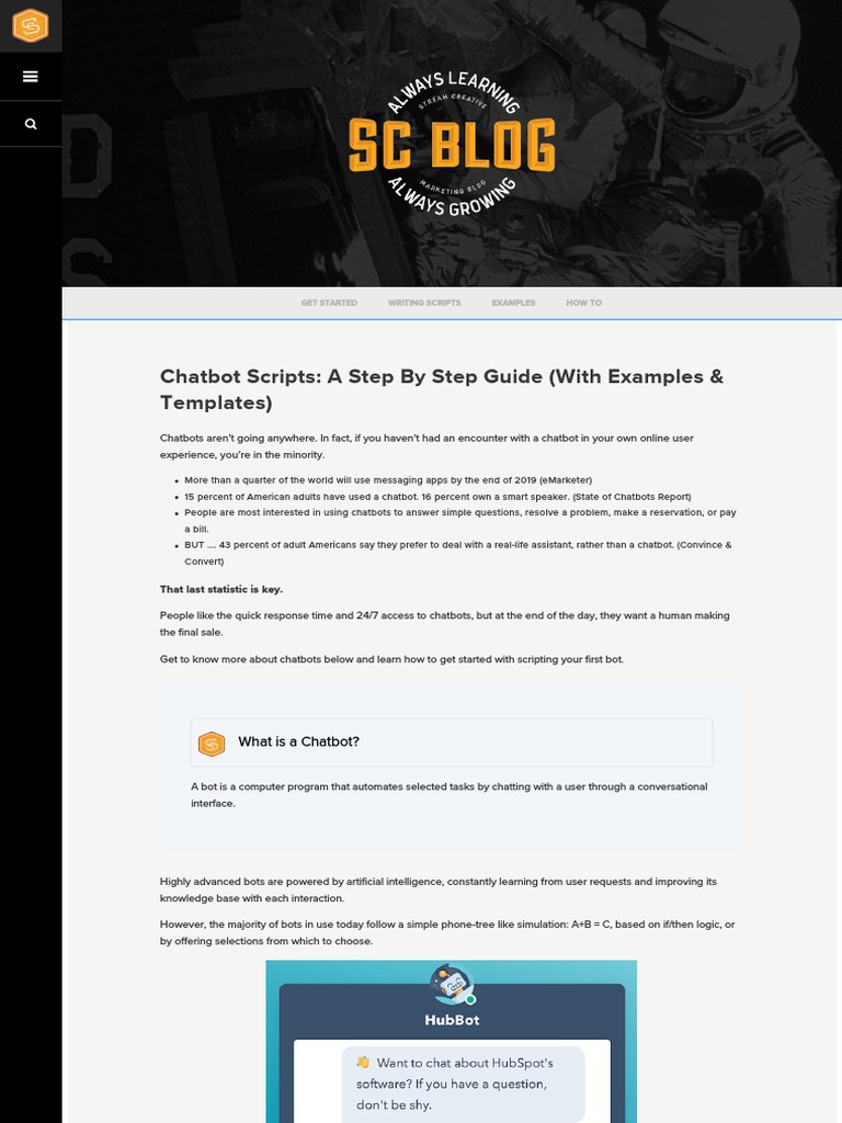 Chatbot Scripts - A Step by Step Guide (With Examples - Templates) | PDF