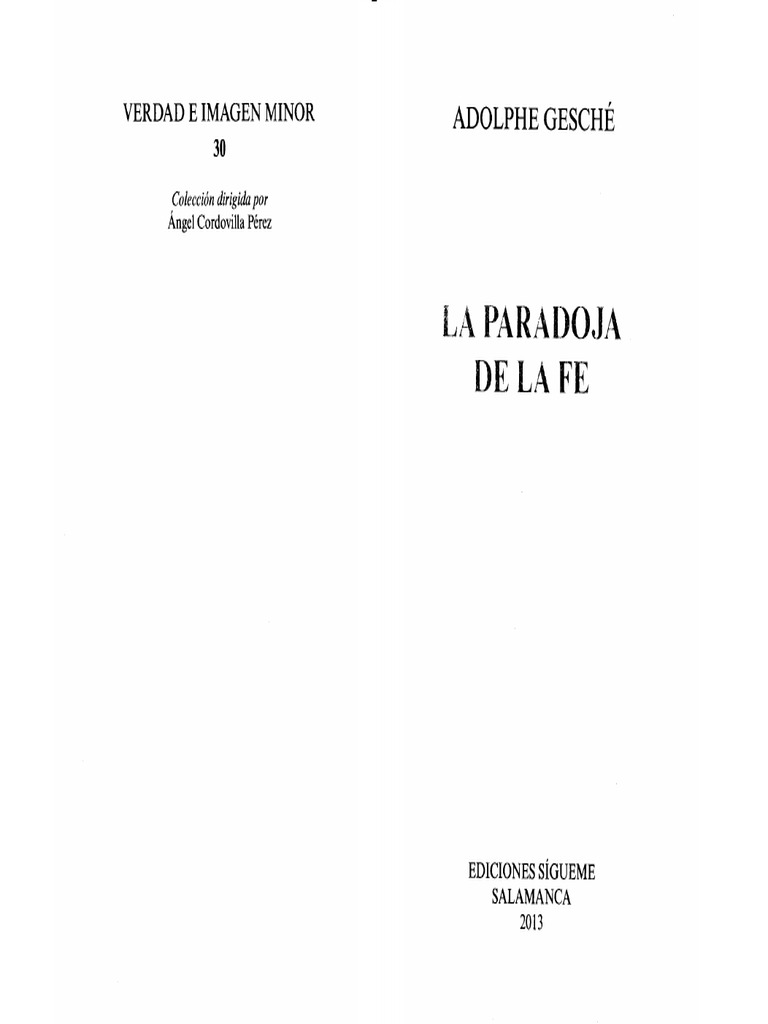 La Paradoja de La Fe Adolphe Gesche | PDF | Fe | Verdad
