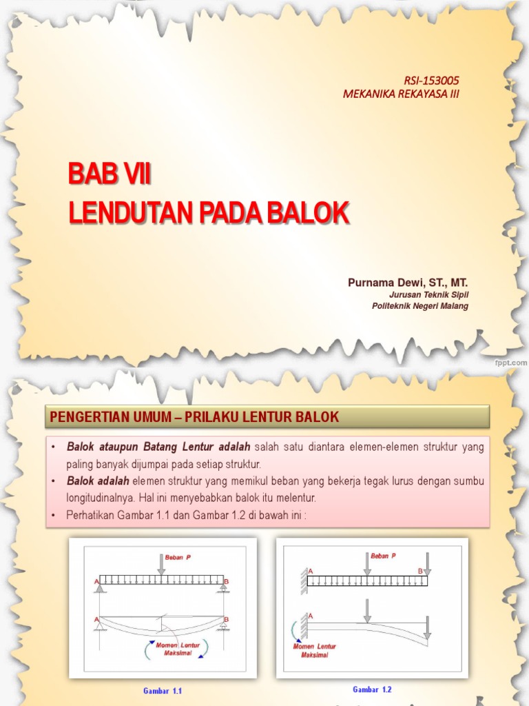 Lendutan Balok dalam Mekanika Rekayasa | PDF