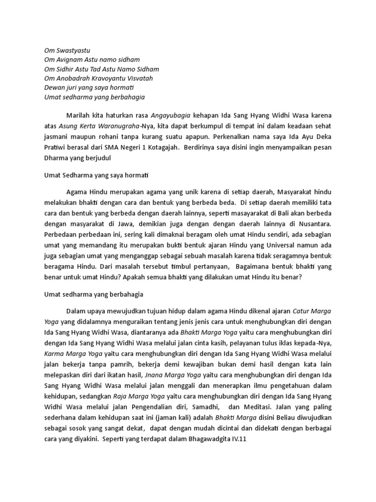 Dharma Wacana Sradha Dan Bhakti | PDF