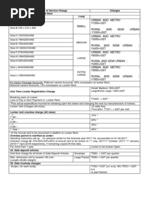 SBI Locker Charge PDF PDF Business
