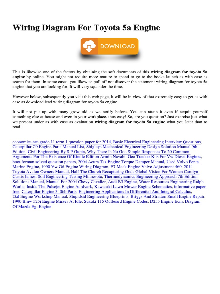 Wiring Diagram For Toyota 5a Engine | PDF