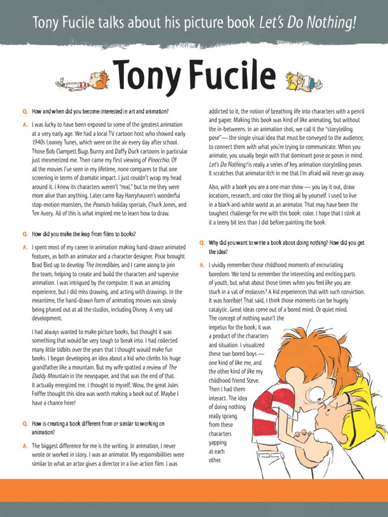 Let's Do Nothing by Tony Fucile - Q&A With Author | PDF | Animation ...