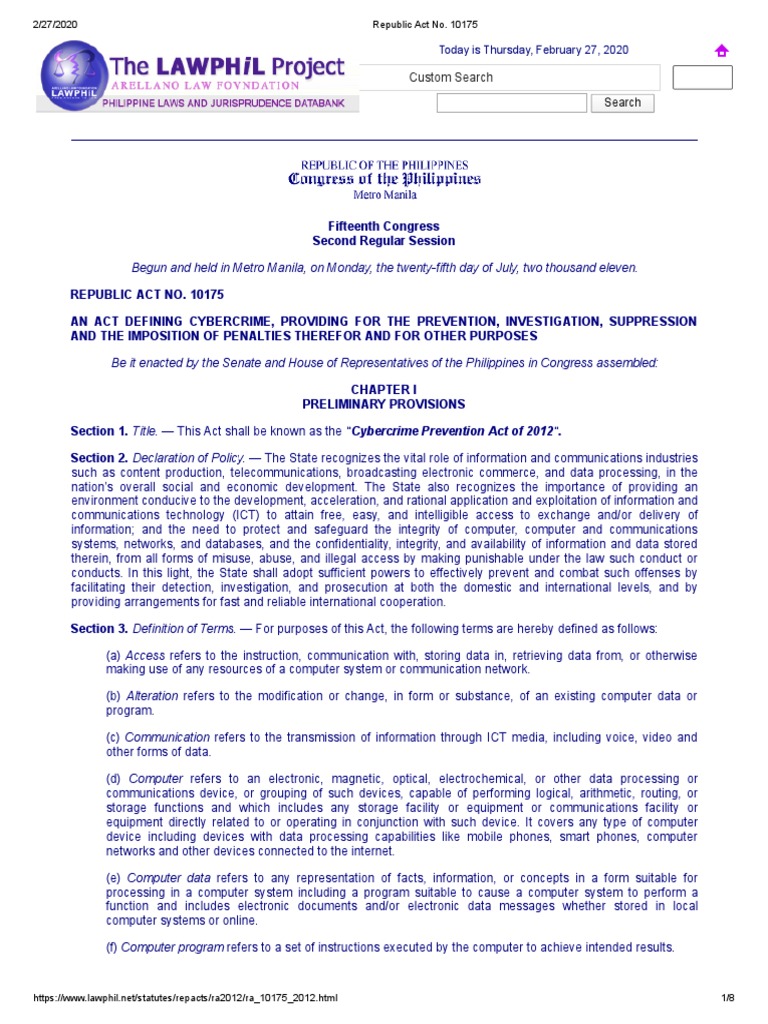 Republic Act No. 10175 | PDF