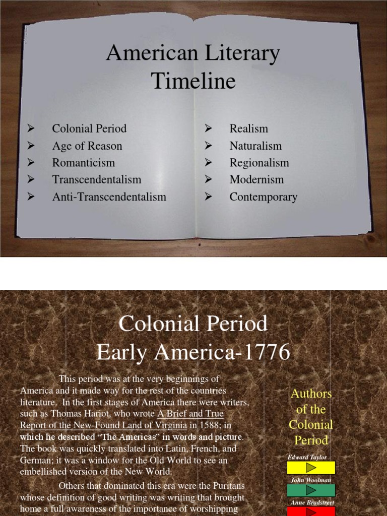 American Literary Time Periods - Powerpoint | PDF | General Fiction