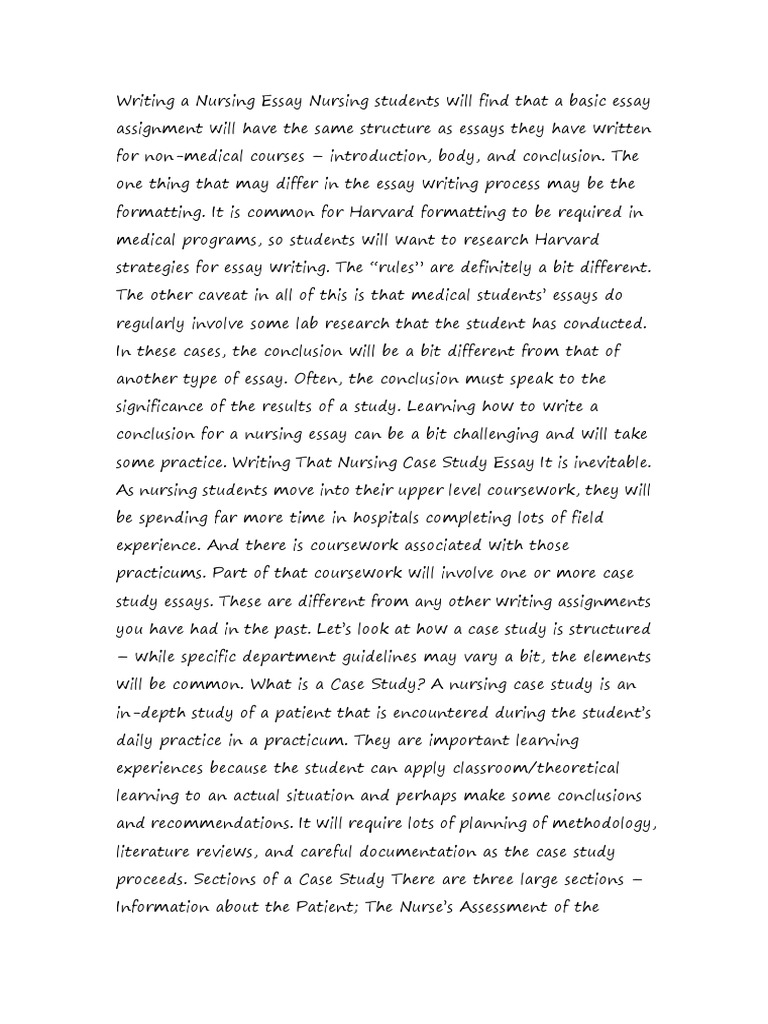 Writing A Nursing Essay Nursing Students Will Find | PDF