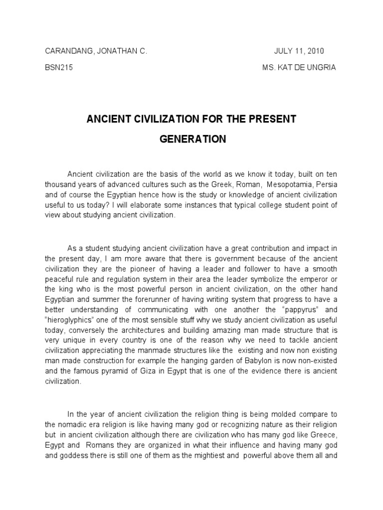 Importance of Ancient Civilizations Today | PDF | Ancient Egypt ...