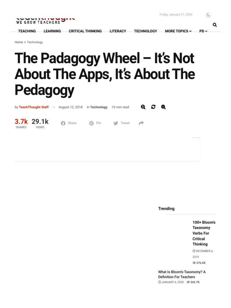 The Padagogy Wheel - It's Not About The Apps, It's About The Pedagogy ...