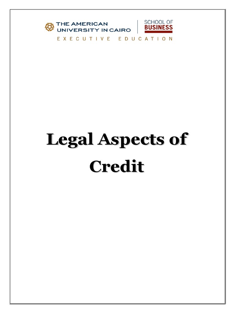 Legal Aspects of Credit PDF | PDF
