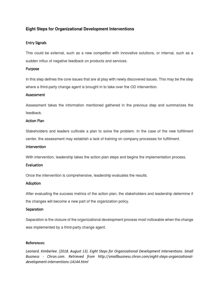 Eight Steps in OD Interventions | PDF | Career & Growth | Business