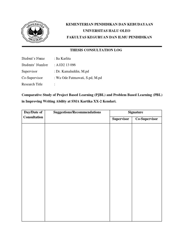 Thesis Consultation Log | PDF