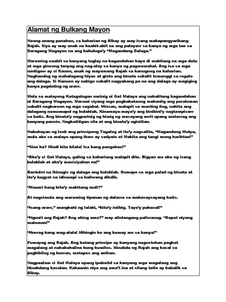 Alamat NG Bulkang Mayon | PDF