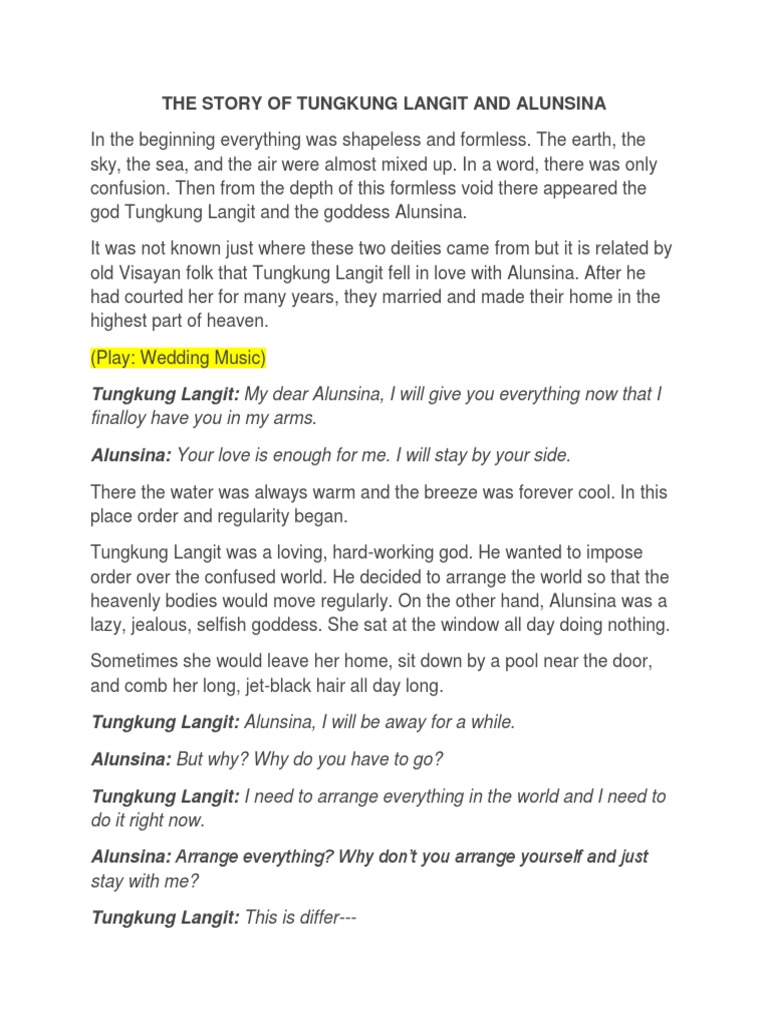 The Story of Tungkung Langit and Alunsina | PDF | Art