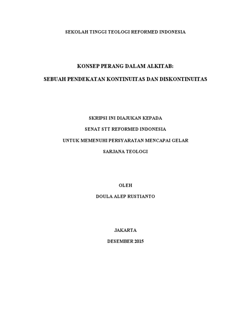 Konsep Perang Dalam Alkitab Sebuah Pende PDF | PDF