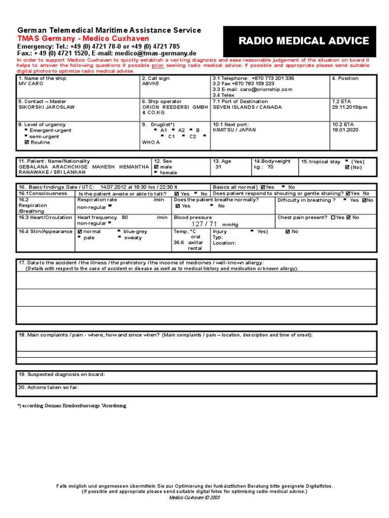 TMAS - Radio - Medical Advice - Form | PDF
