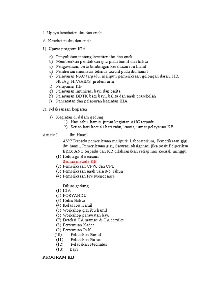 Program Pokok KIA KB | PDF | Kesehatan Holistik | Sains & Matematika