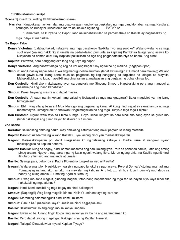 El Filibusterismo Script | PDF