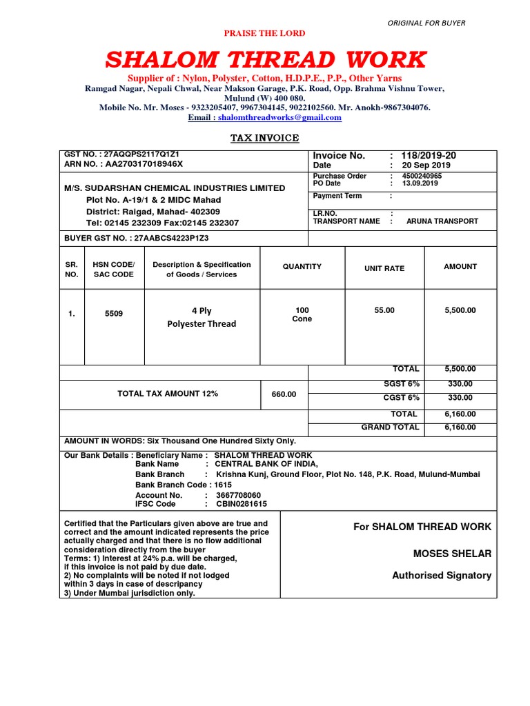 Sudarshan chemical-TAX INVOICE | PDF