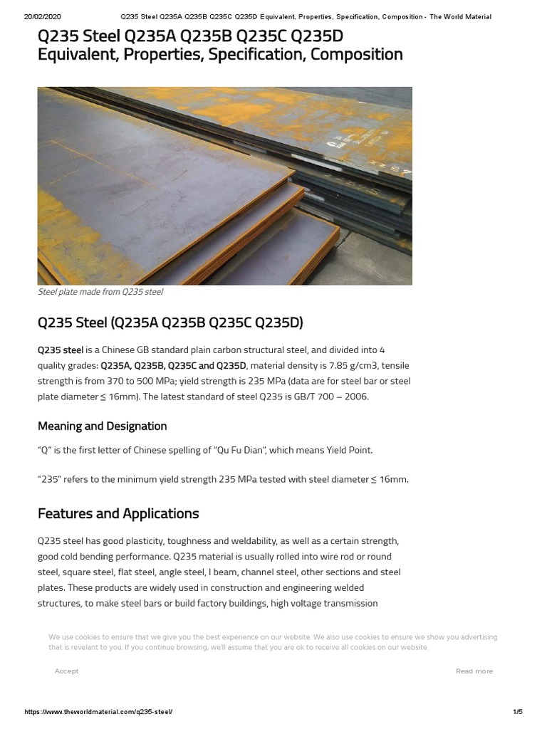 Q235 Steel Q235A Q235B Q235C Q235D Equivalent, Properties, Specification, Composition - The ...