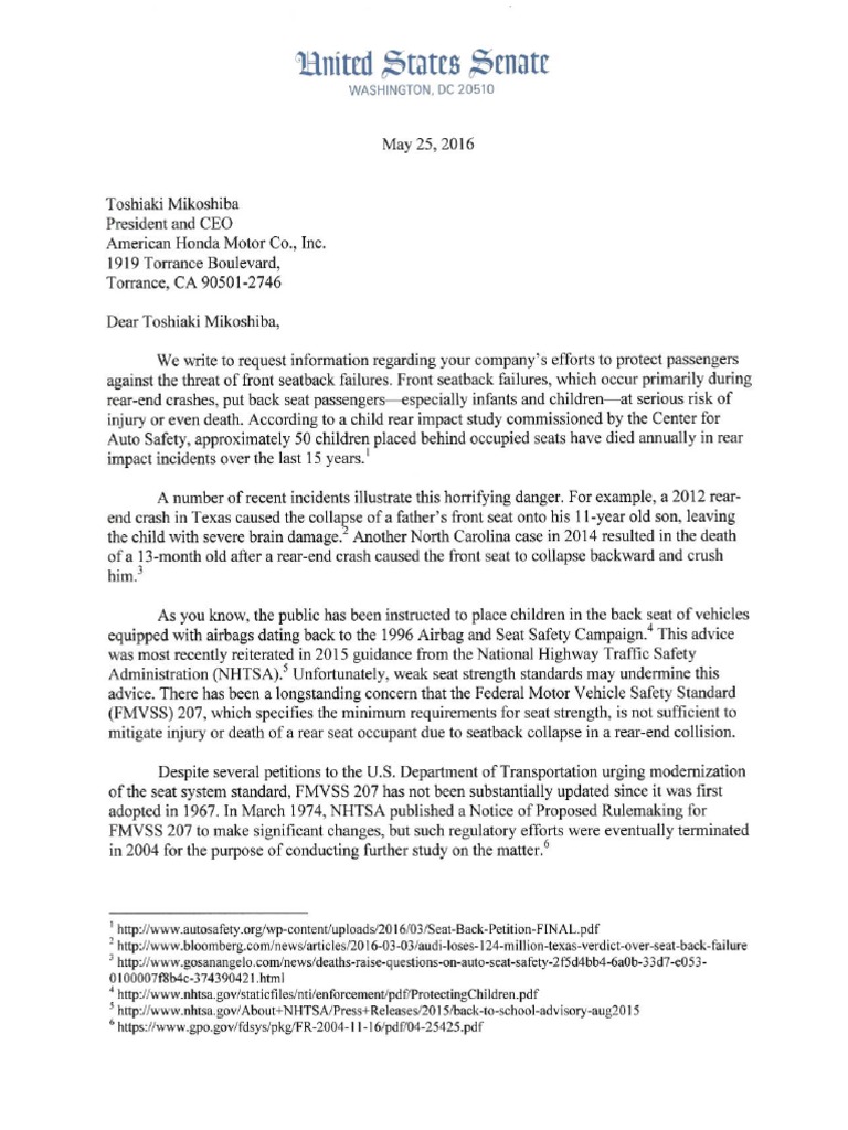 FMVSS 207 - Honda PDF | PDF