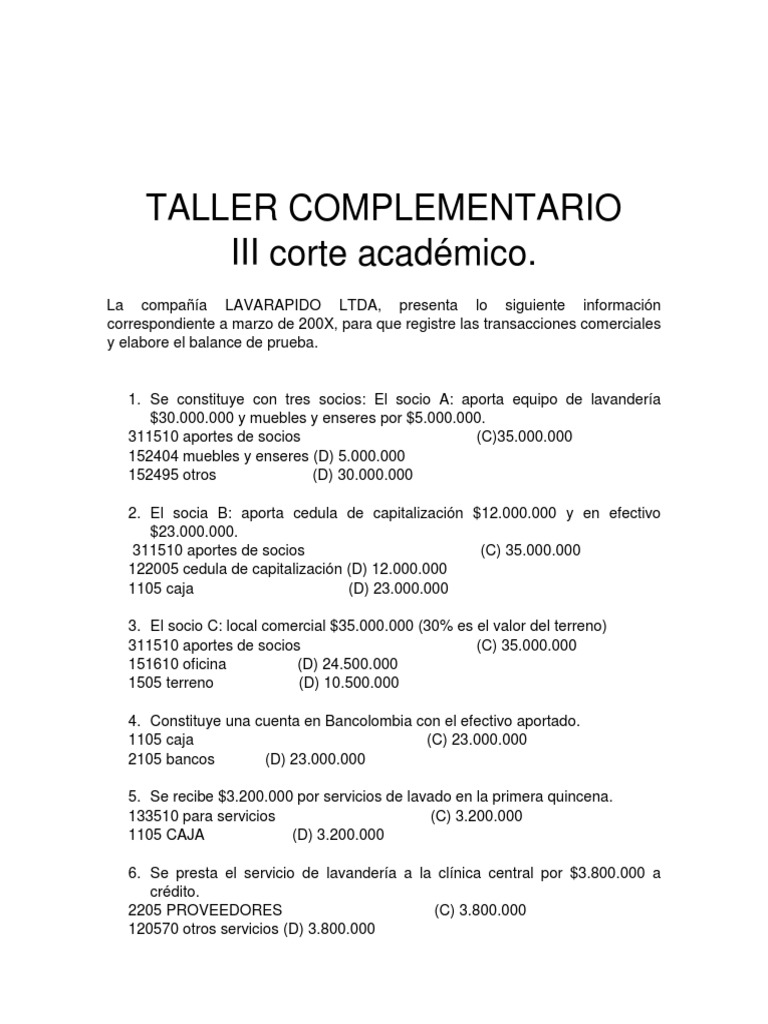Taller Complementario Iii Corte | PDF