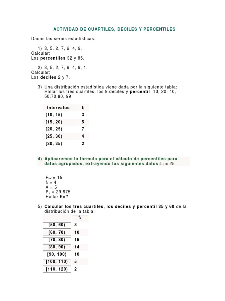 Cálculo de Cuartiles y Percentiles | PDF | Tecnología