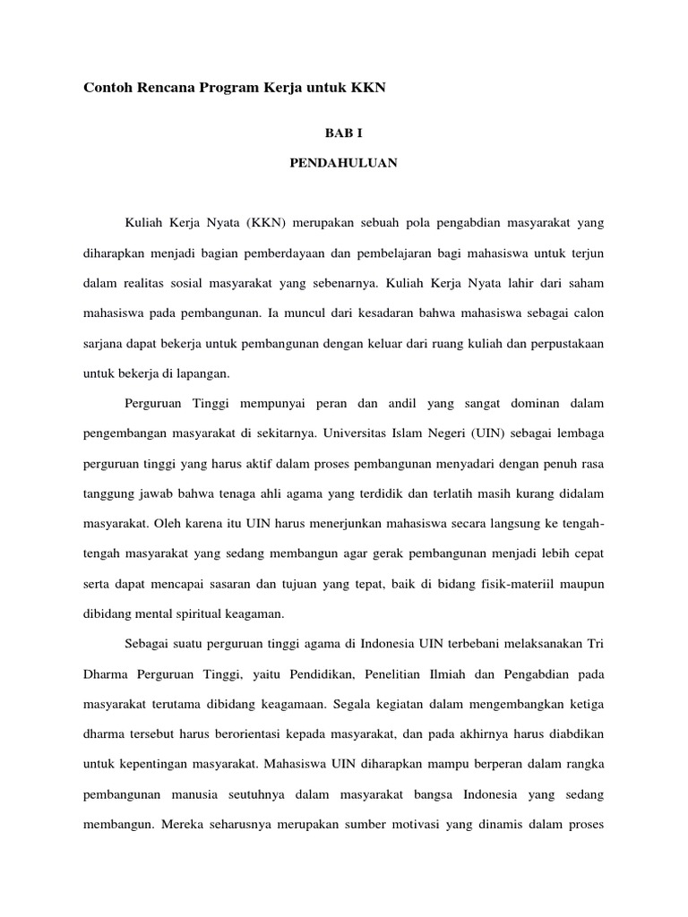 Contoh Rencana Program Kerja Untuk KK1 | PDF