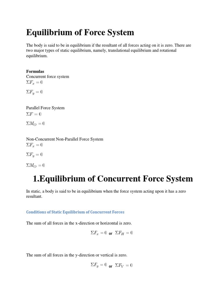 Equilibrium of Force System | PDF