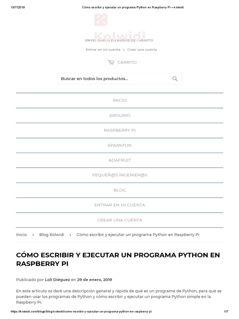 Cómo Escribir y Ejecutar Un Programa Python en Raspberry Pi - Kolwidi | PDF