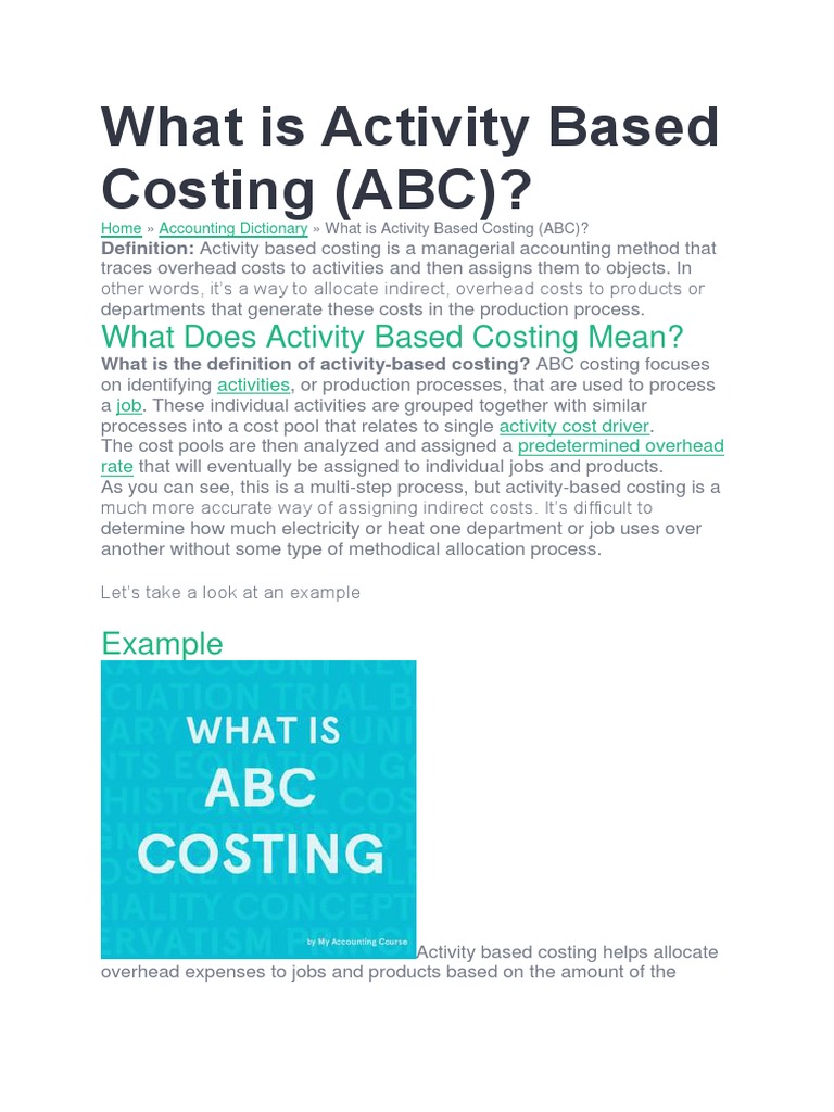 Activity Based Costing | PDF