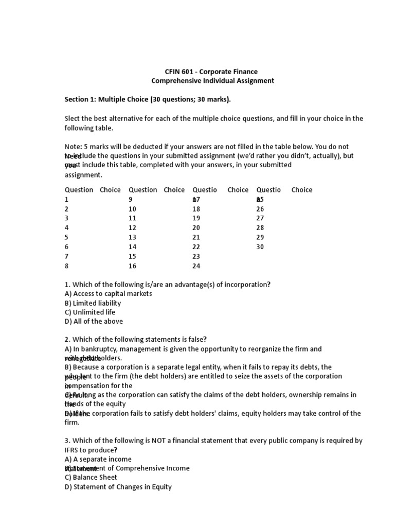 Comprehensive Individual Assignment | PDF